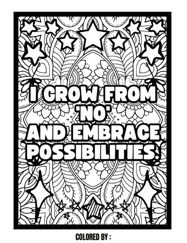 Accepting No Activities, Affirmations Mindset Growth Coloring Pages, No ...
