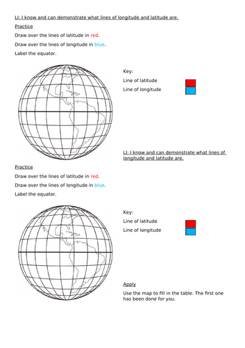 Longitude and Latitude learning outcomes and assessment- Practice ...