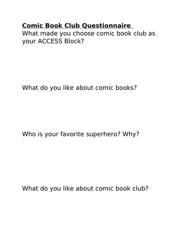 Comic Book Club Curriculum | Teaching Resources
