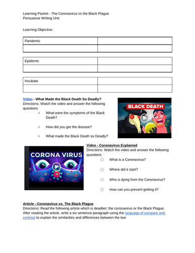 The Black Death vs. Coronavirus Lesson Bundle | Teaching Resources