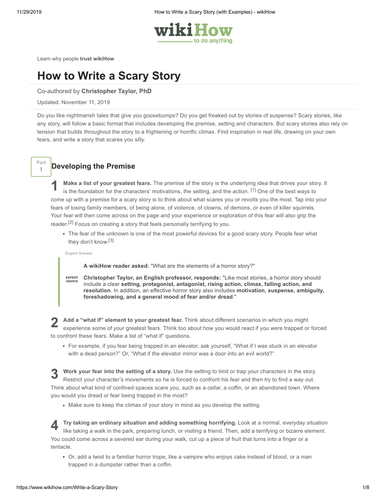 Horror Writing Unit | Teaching Resources