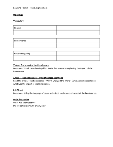 The Legacy of the Renaissance Lesson Bundle | Teaching Resources