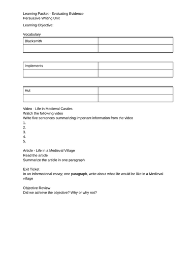 Life in a Medieval Village Lesson Bundle | Teaching Resources