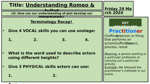KS3/4 Exploring Shakespeare: Romeo & Juliet [Drama Theory] | Teaching ...