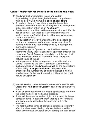 Candy Essay Plan for GCSE (Of Mice and Men) | Teaching Resources