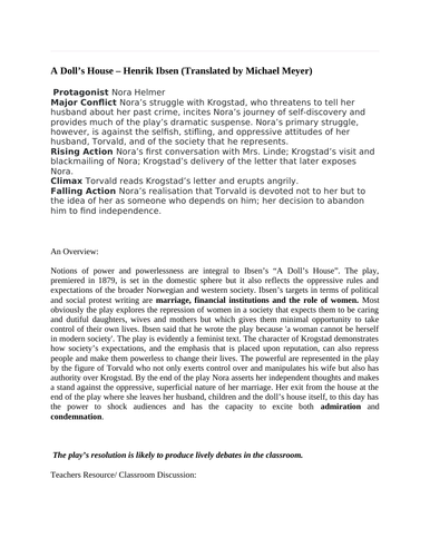 A Level English Literature revision Ibsen's "A Doll's House" | Teaching ...