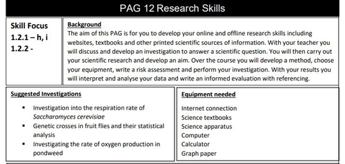 OCR A A level Biology CPAC Practical Endorsement FULL Student ...