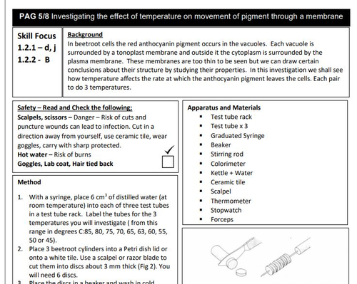 OCR A A level Biology CPAC Practical Endorsement FULL Student ...
