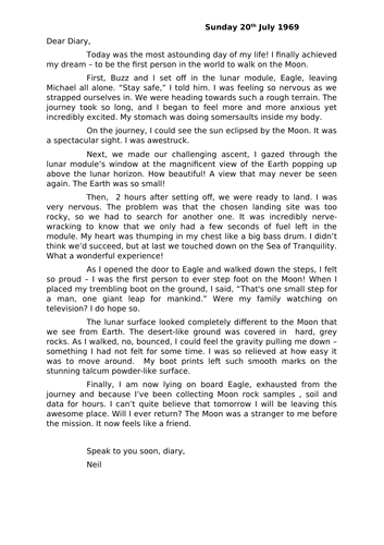 Diary entry of moon landing - Neil Armstrong | Teaching Resources