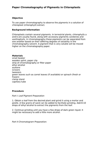 NEW AQA Chemistry Unit 8 Chromatography | Teaching Resources