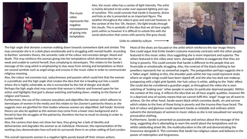 Annotation & analysis of music video, 'Heaven' by Emile Sande (OCR ...