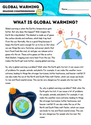 Global Warming Reading Comprehension Passage and Questions | Teaching ... Global Warming Reading Comprehension Passage and Questions | Teaching ...