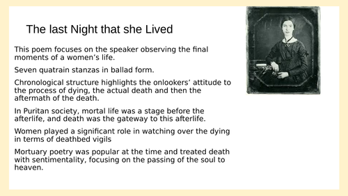 The last Night that she Lived - Emily Dickinson CCEA A2 English ...