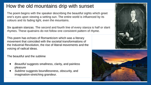 How the old mountains drip with sunset -Emily Dickinson CCEA A2 English ...