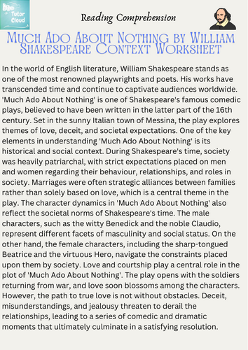 Much Ado About Nothing by William Shakespeare Resource Bundle ...