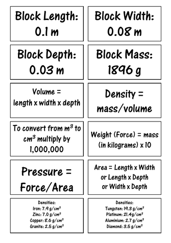 Density Card Challenge | Teaching Resources