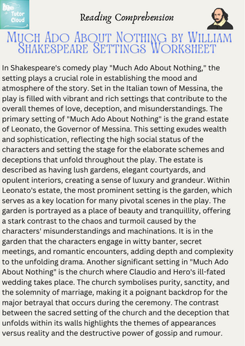 Much Ado About Nothing by William Shakespeare Resource Bundle ...