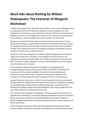 Much Ado about Nothing by William Shakespeare: The Character of ...