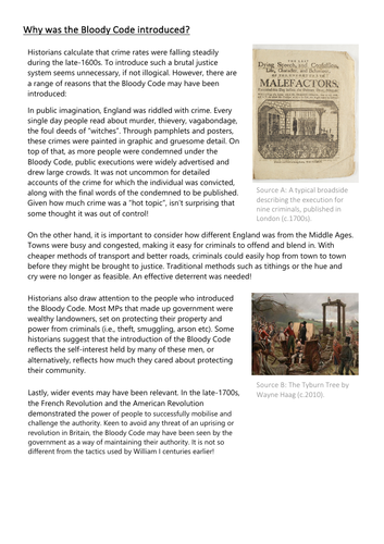 The Bloody Code - Early Modern Period (Edexcel) | Teaching Resources