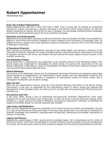 Robert Oppenheimer (Infotext and Exercises) | Teaching Resources