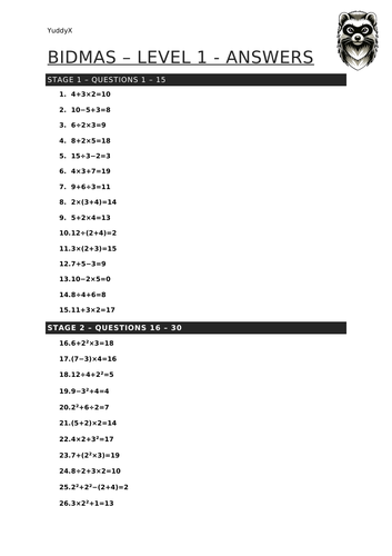 ** BIDMAS - BODMAS - PEMDAS ** - MA | Teaching Resources