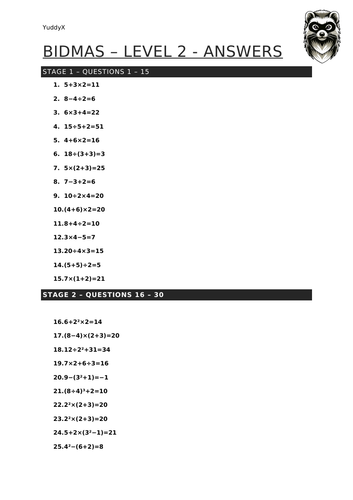 ** BIDMAS - BODMAS - PEMDAS ** - MA | Teaching Resources
