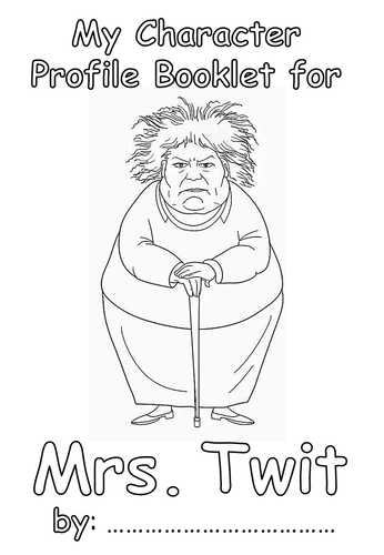 Mrs. Twit (The Twits by Roald Dahl) Describe the Book Character Booklet ...