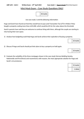 LIBF CeFS U2 Exam APR 2024: CS1 - FREEBIES | Teaching Resources