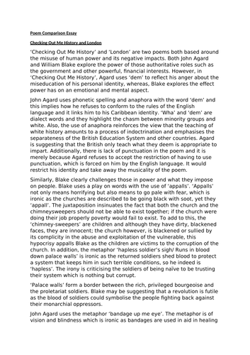 GRADE 9 GCSE ESSAY POETRY COMPARISON | Teaching Resources