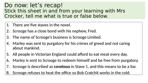 A Christmas Carol 5 Lessons Staves 1 - 4 | Teaching Resources