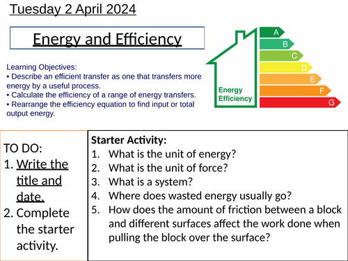 GCSE Physics Energy and Efficiency: Complete Lesson | Teaching Resources