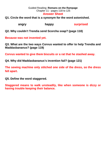 Guided Reading- Romans on the Rampage! - Chapter 11 - Lesson 23 - KS2 ...