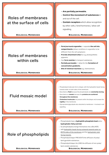 OCR 'A' A-level Biology Module 2 Revision Flashcards | Teaching Resources