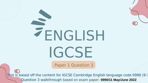 IGCSE English Language exam paper detailed walkthrough Paper 1 Question ...