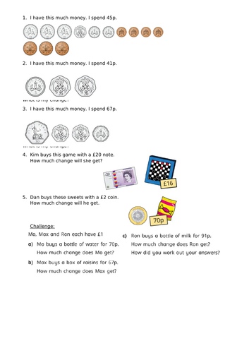 Maths planning, Year 2 money, whole unit, PowerPoints and Worksheets ...