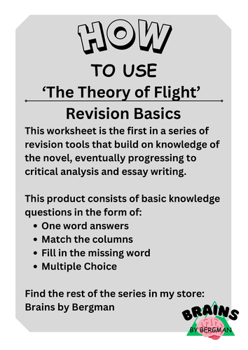 'The Theory of Flight' (Siphiwe Ndlovu) Revision Basics | Teaching Resources