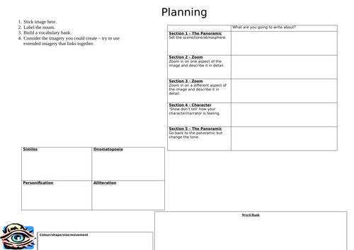 Descriptive Writing Planning Sheet | Teaching Resources