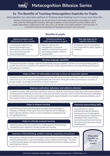 3a. The Benefits of Teaching Metacognition Explicitly- Pupils ...