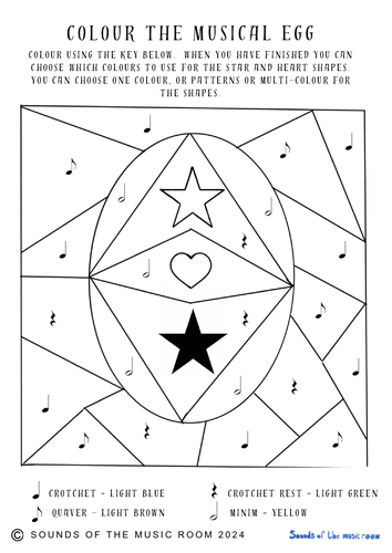 Colour the musical egg using rhythm symbols | Teaching Resources