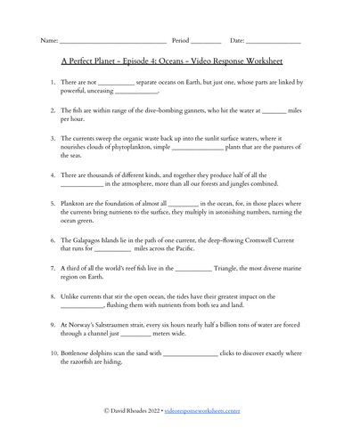 A Perfect Planet - Episode 4 - Worksheet & Key | Teaching Resources