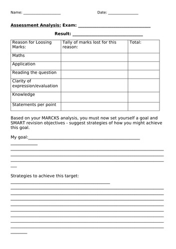 AQA Paper 1 exam reflection (MARCKS) | Teaching Resources