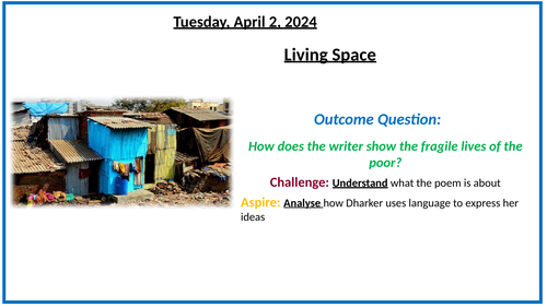 Living Space by Dharker - poetry analysis and write up | Teaching Resources