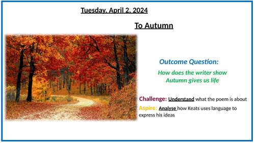 To Autumn - poetry analysis and write up | Teaching Resources