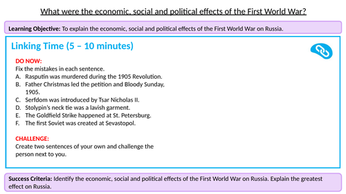 Impact of WW1 on Russia | Teaching Resources
