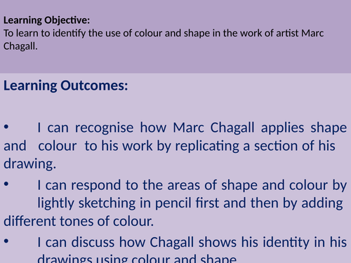 Year 7 - Mark Chagall and colour - Lesson 7 | Teaching Resources