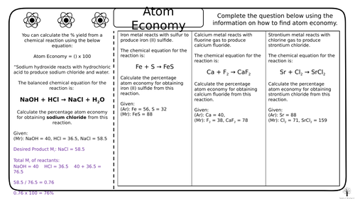 Atom Economy (Triple) - GCSE Chemistry Worksheets with Answers ...