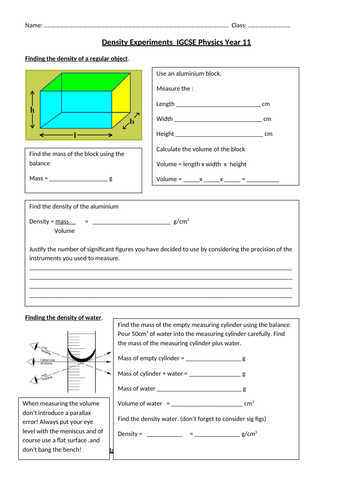 Complete GCSE Density Resource Pack: Lesson PowerPoints, Worksheets ...