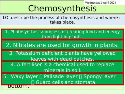KS3 Biology: Chemosynthesis | Teaching Resources