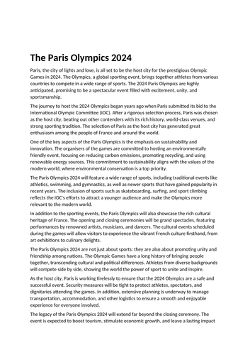The Olympics (Paris 2024) Ideas and Plans for Primary (Mainly KS2 ...