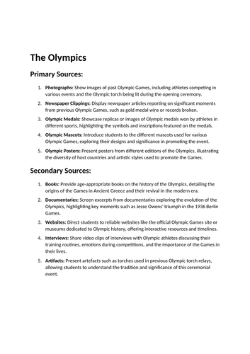The Olympics (Paris 2024) Ideas and Plans for Primary (Mainly KS2 ...